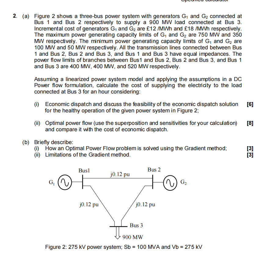 (a) ﻿Figure 2 ﻿shows a three-bus power system with | Chegg.com