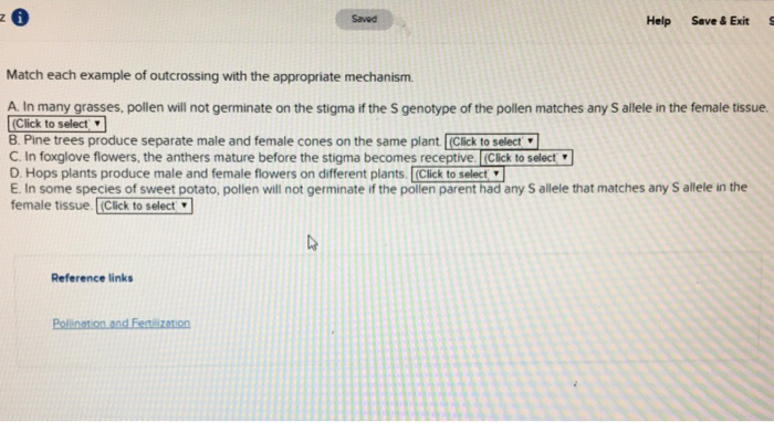 Solved Match each example of outcrossing with the | Chegg.com