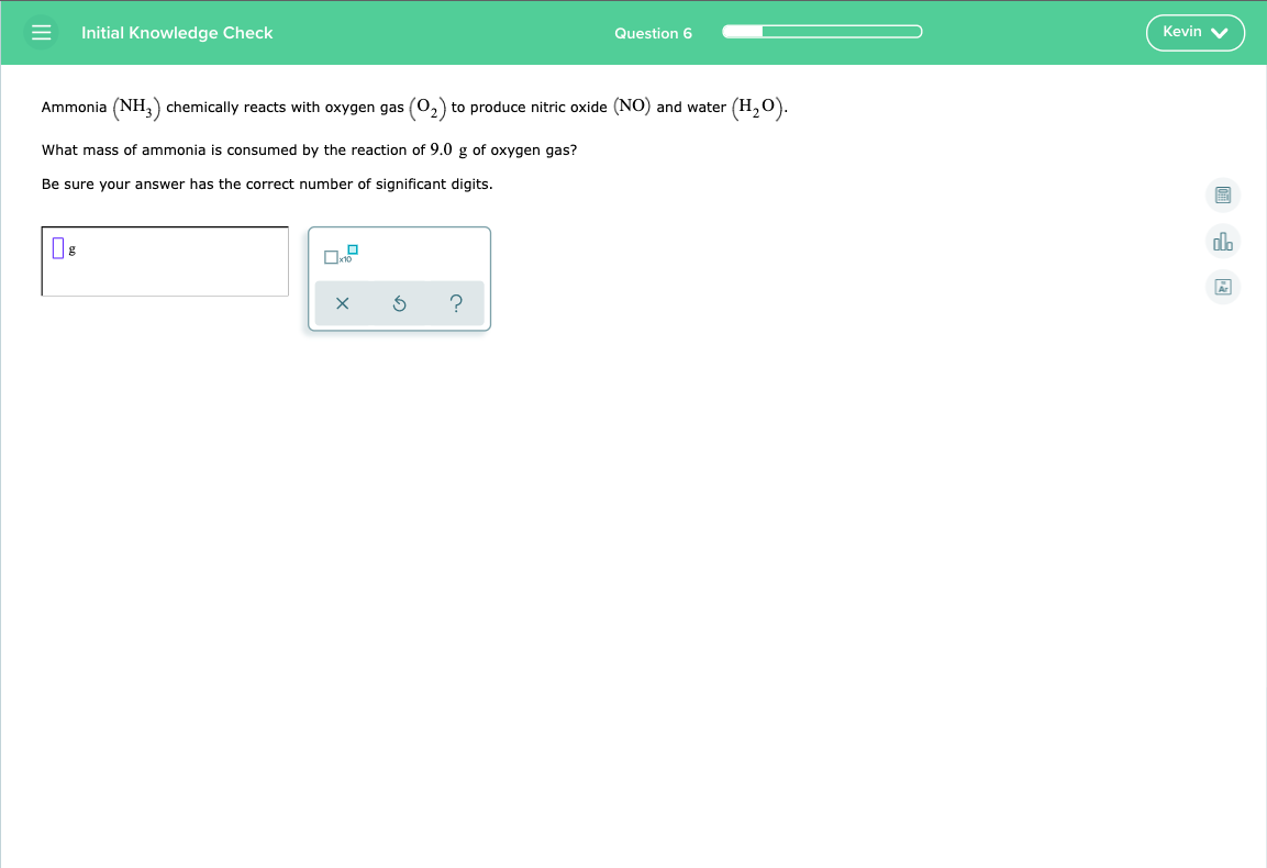 Solved Initial Knowledge Check Question 6 Kevin v Ammonia | Chegg.com
