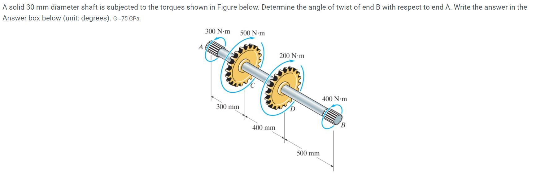 Solved A solid 30 mm diameter shaft is subjected to the | Chegg.com