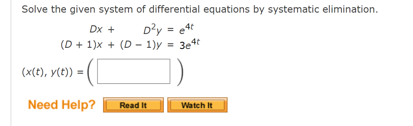 Solved Solve the given system of differential equations by | Chegg.com