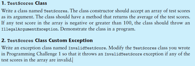 Solved 1. Test Scores Class Write a class named TestScores. | Chegg.com