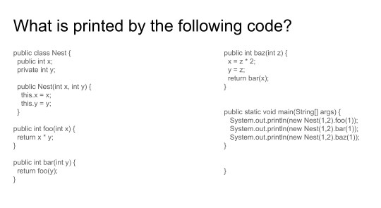 Solved What is printed by the following code? public class | Chegg.com