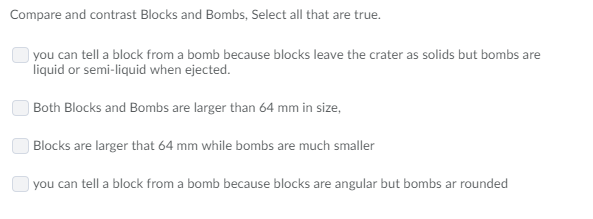 Solved Compare and contrast Blocks and Bombs, Select all | Chegg.com