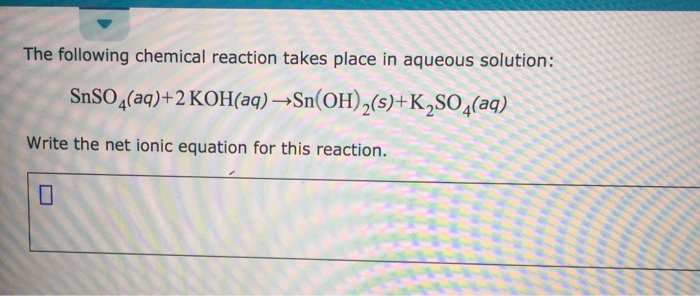 Solved Write the net ionic equation for this reaction: | Chegg.com