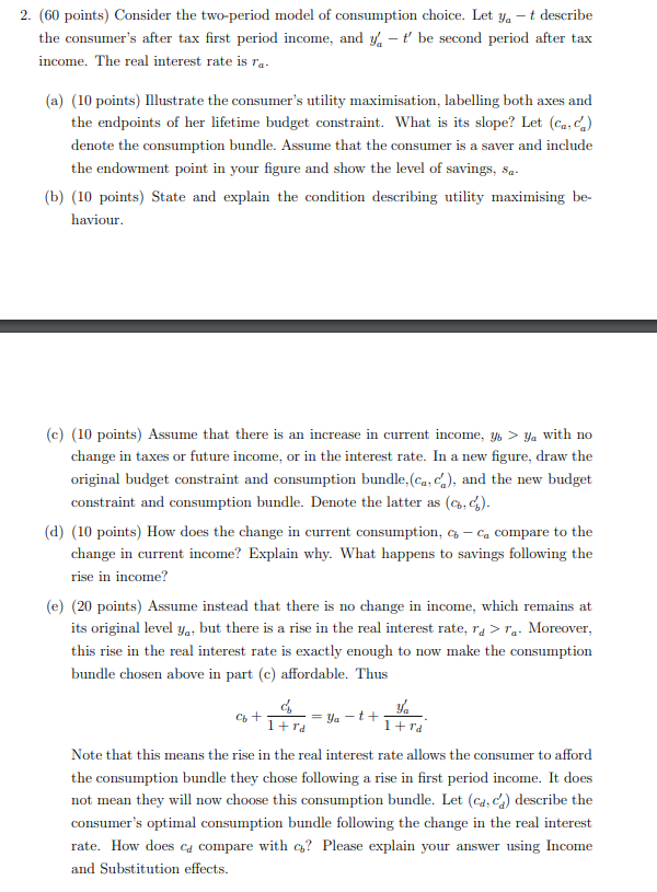 Solved ( 60 ﻿points) ﻿Consider the two-period model of | Chegg.com