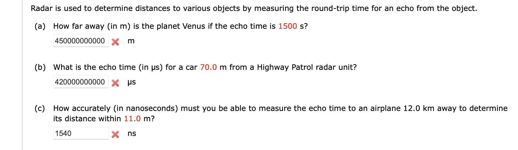 Solved Radar is used to determine distances to various | Chegg.com
