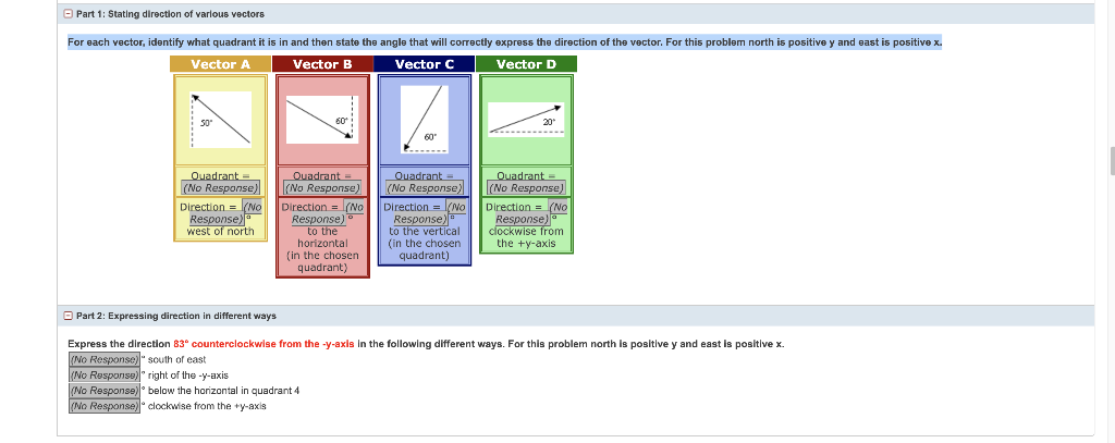 Solved Part 1: Stating direction of various vectors For each | Chegg.com