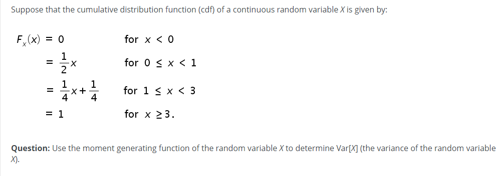 Solved Suppose that the cumulative distribution function | Chegg.com