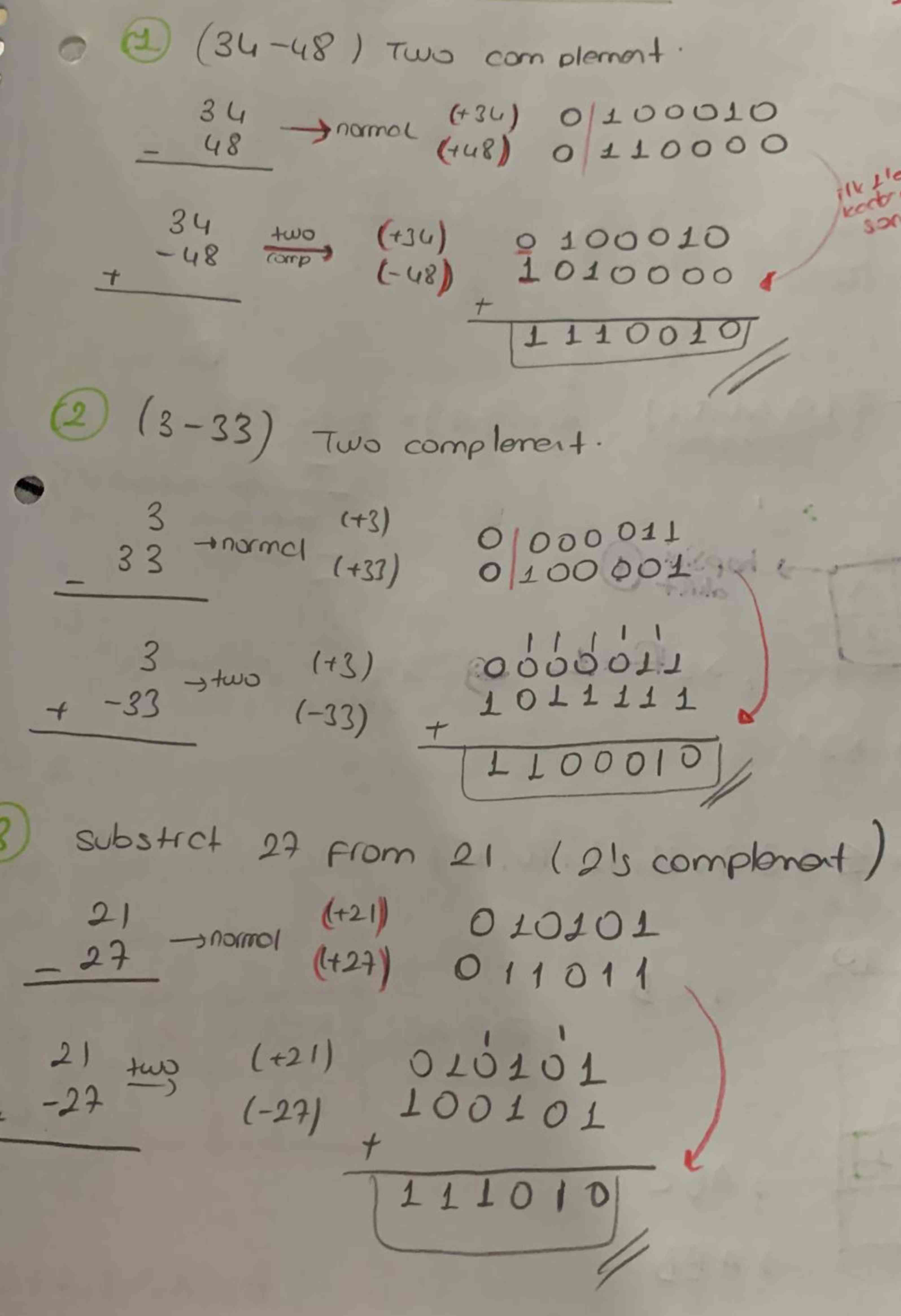Solved (1) (34-48) ﻿two com plement.(2) (3-33) ﻿Two | Chegg.com