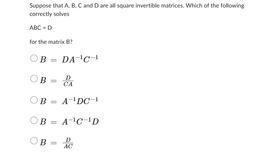 Suppose that A,B,C and D are all square invertible | Chegg.com