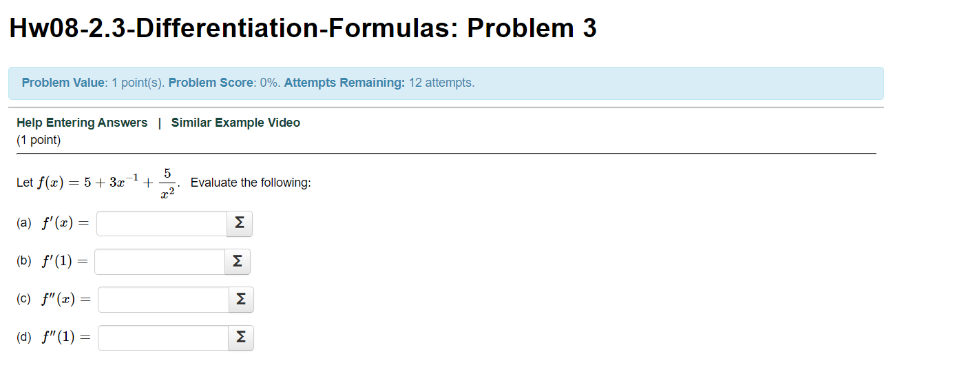 Solved Hw08-2.3-Differentiation-Formulas: Problem 3 Problem | Chegg.com