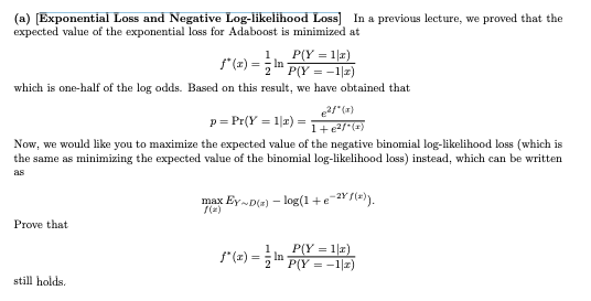 Solved (a) [Exponential Loss and Negative Log-likelihood | Chegg.com