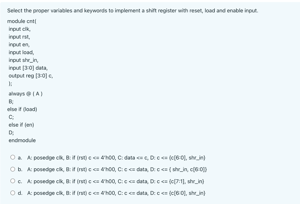 Solved Select the proper variables and keywords to implement | Chegg.com