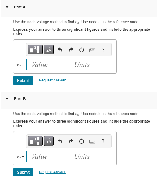 Solved 1 of 1Use the node-voltage method to find vo. Use | Chegg.com