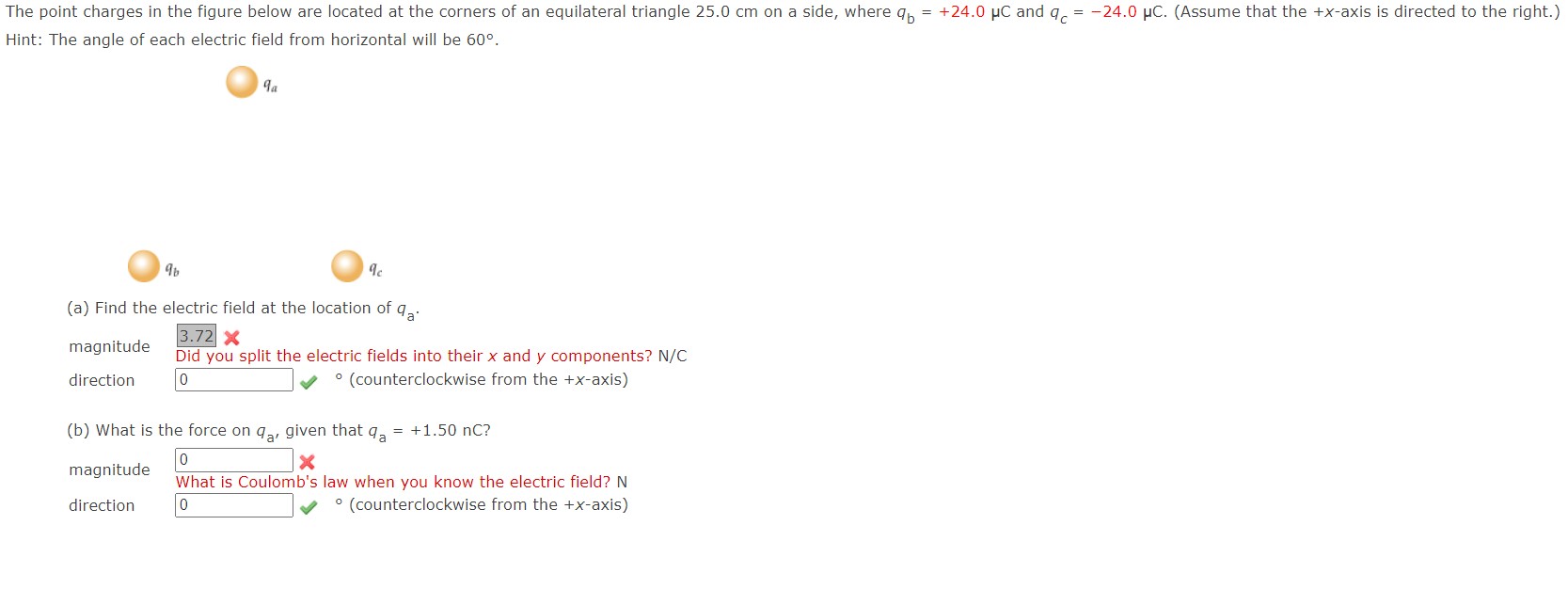 Solved Hint: The angle of each electric field from | Chegg.com