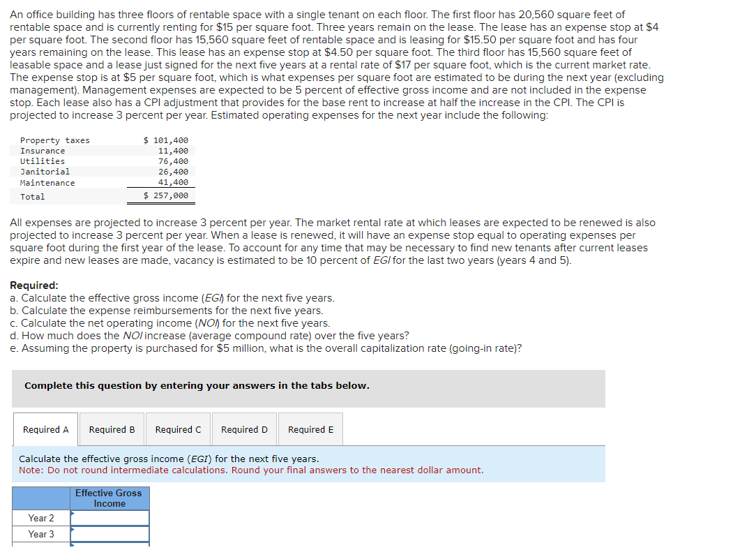 Solved An office building has three floors of rentable space | Chegg.com