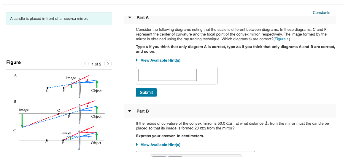 Solved Constants A candle is placed in front of a convex | Chegg.com