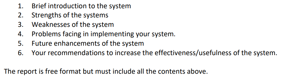 Make a report(free format) where I can fill in the | Chegg.com