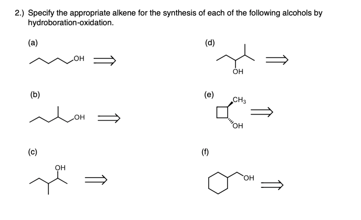 Solved 2.) ﻿Specify the appropriate alkene for the synthesis | Chegg.com