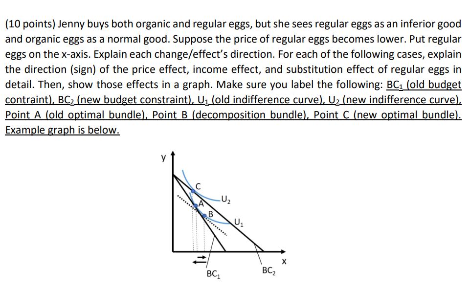 Solved (10 points) Jenny buys both organic and regular eggs, | Chegg.com