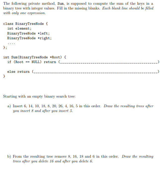 Solved The following private method, Sum, is supposed to | Chegg.com