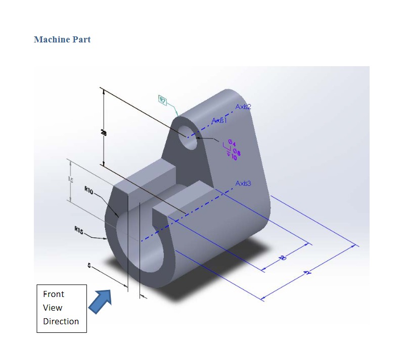 Solved Machine PartDraw the multiview using third-angle | Chegg.com