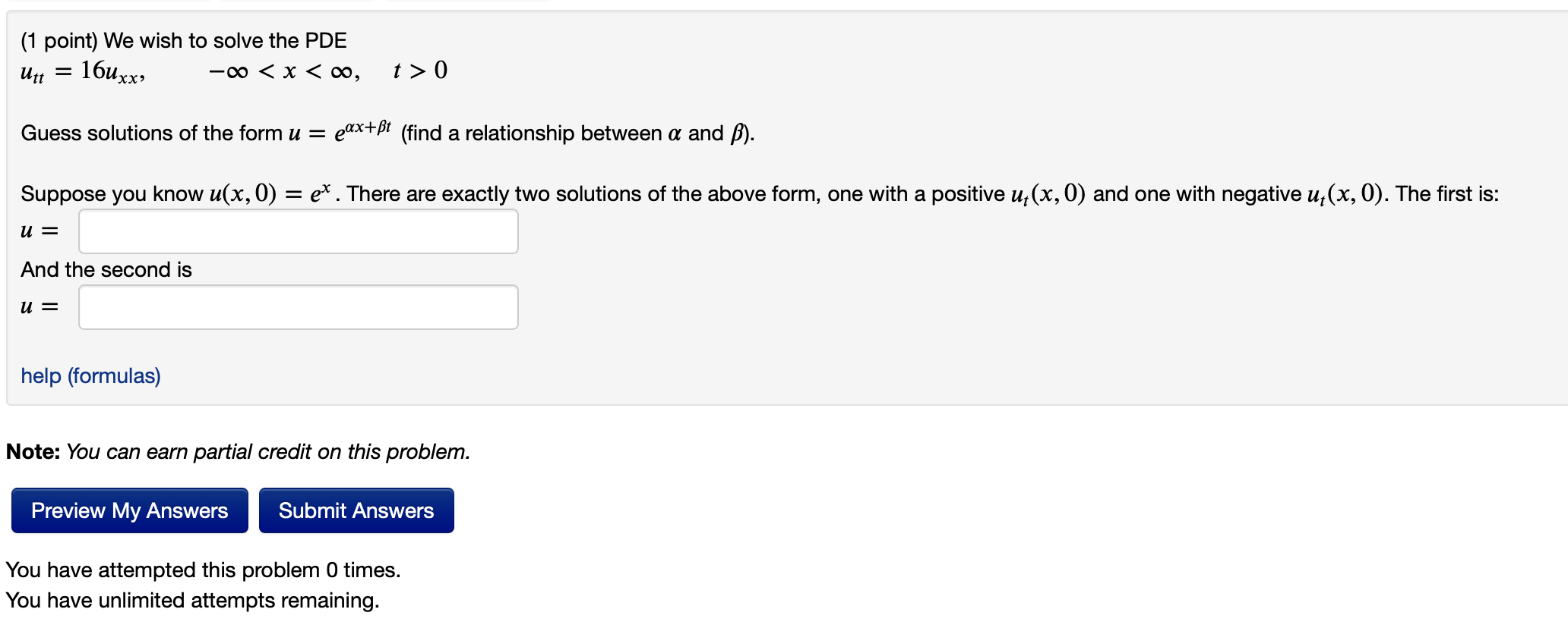 Solved We wish to solve the PDE | Chegg.com