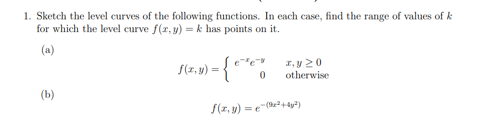 Solved 1. Sketch the level curves of the following | Chegg.com