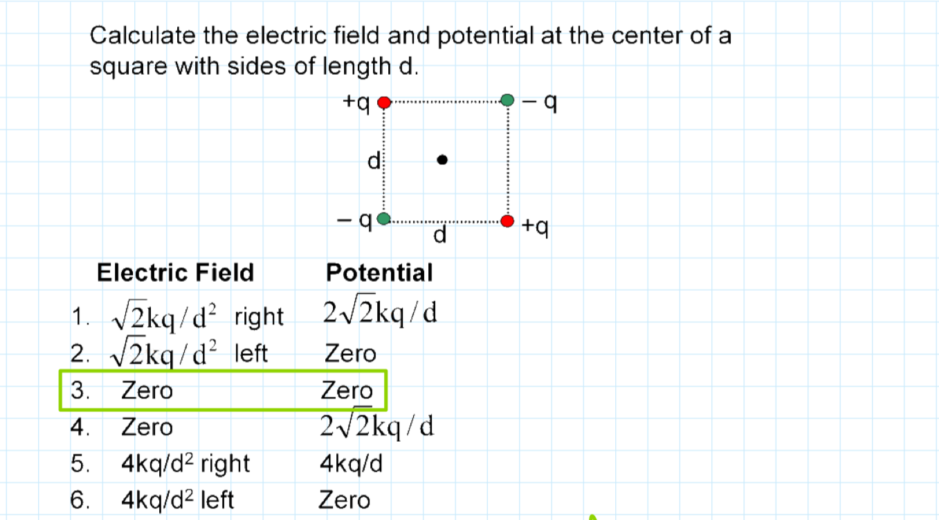 Solved Calculate the electric field and potential at the | Chegg.com