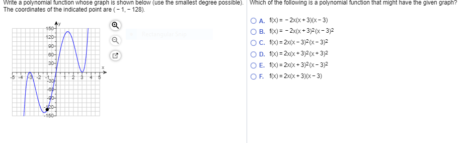 Solved Write a polynomial function whose graph is shown | Chegg.com