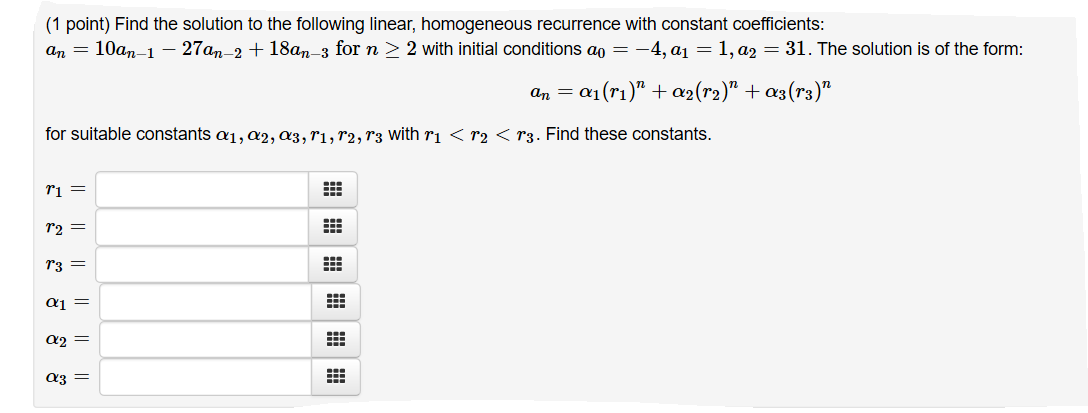 Solved (1 point) Find the solution to the following linear, | Chegg.com