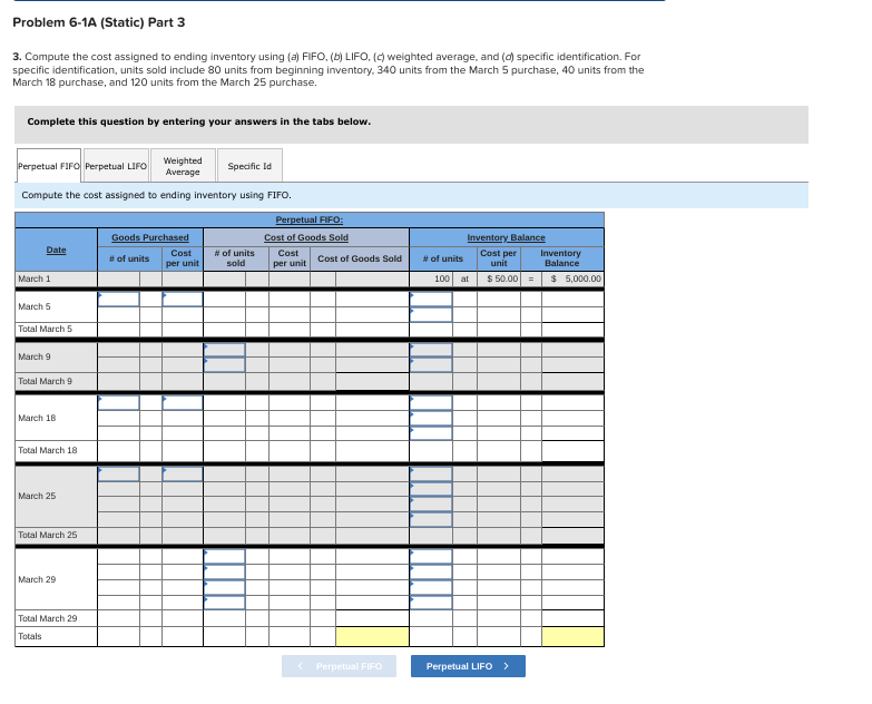 Solved Required information Problem 6-1A (Static) Perpetual: | Chegg.com