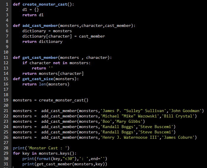 Solved Exercise: Change Monster Cast Member Description In | Chegg.com