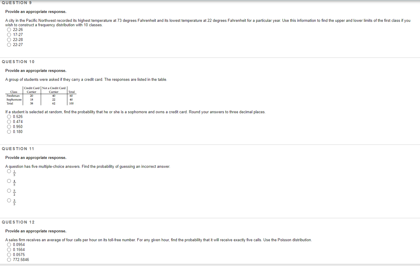 Solved QUESTION 1 Decide which probability | Chegg.com