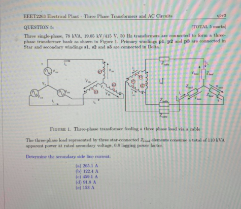 Solved EEET2263 Electrical Plant - Three Phase Transformers | Chegg.com