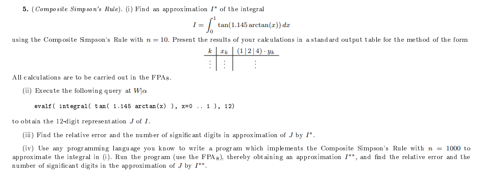 Solved 5. (Composite Simpson's Rule). (i) Find an | Chegg.com