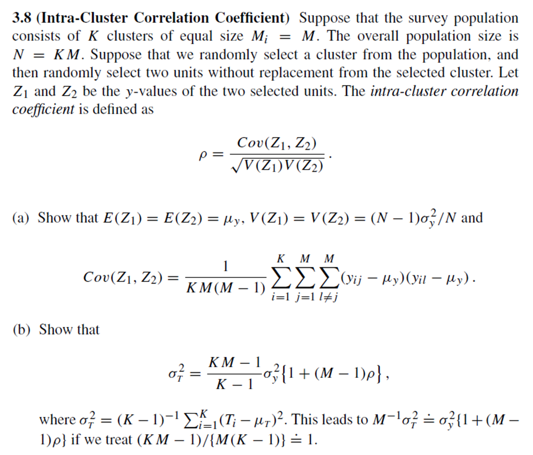 Solved 3 8 Intra Cluster Correlation Coefficient Suppose