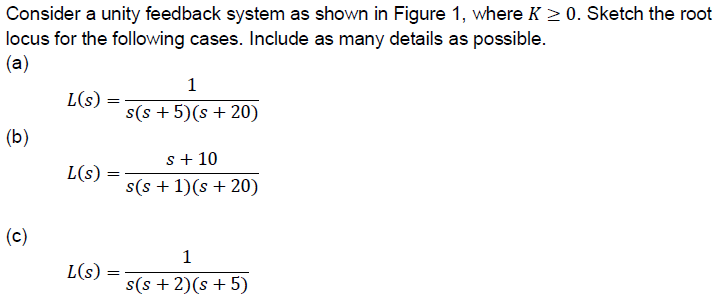 Solved Consider a unity feedback system as shown in Figure | Chegg.com