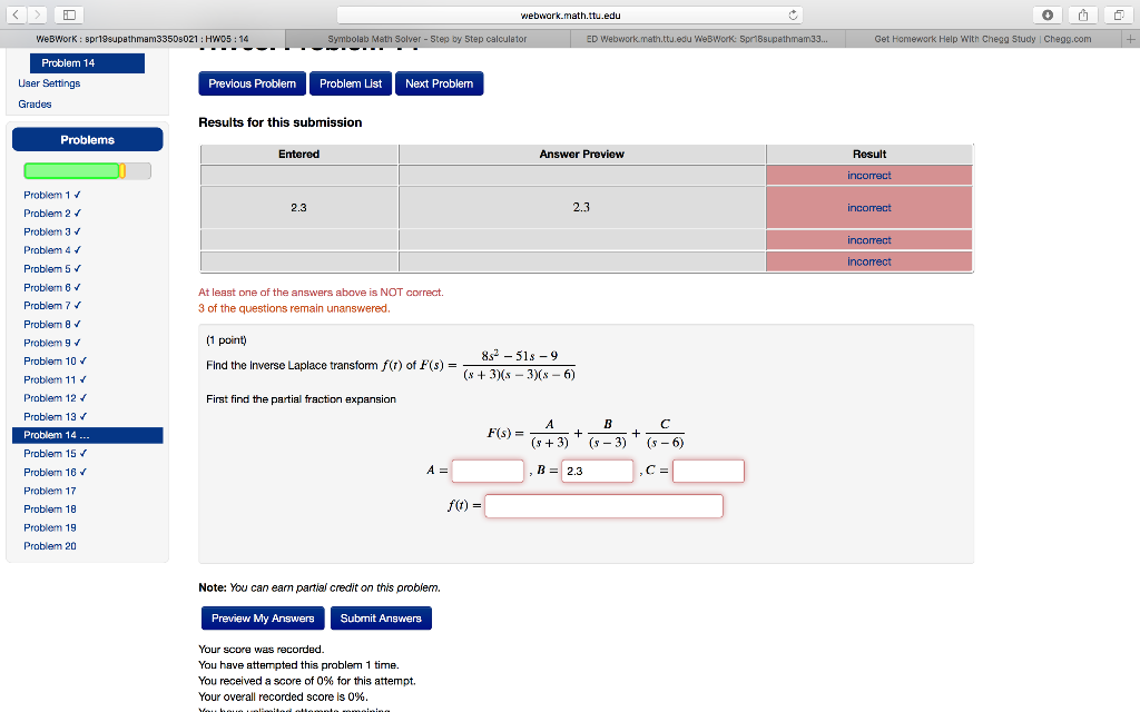 Solved webwork.math.ttu.edu weBWorK: spr19supathmam33508021: | Chegg.com