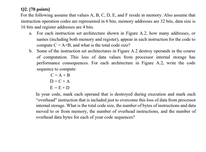 Solved Q2. [70 ﻿points]For the following assume that values | Chegg.com