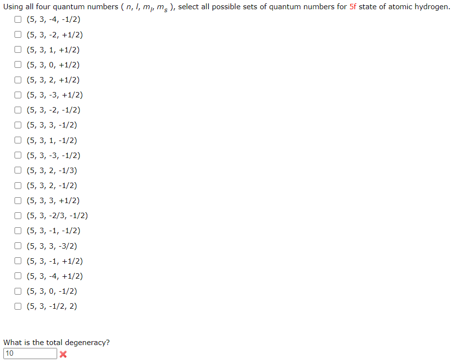 Solved Using all four quantum numbers ( n, l, m, ms), select | Chegg.com