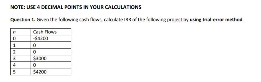 Solved NOTE: USE 4 DECIMAL POINTS IN YOUR CALCULATIONS | Chegg.com