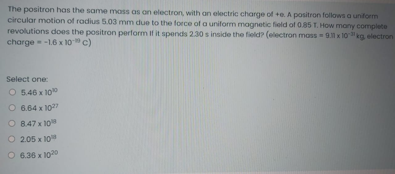 Solved The Positron Has The Same Mass As An Electron With