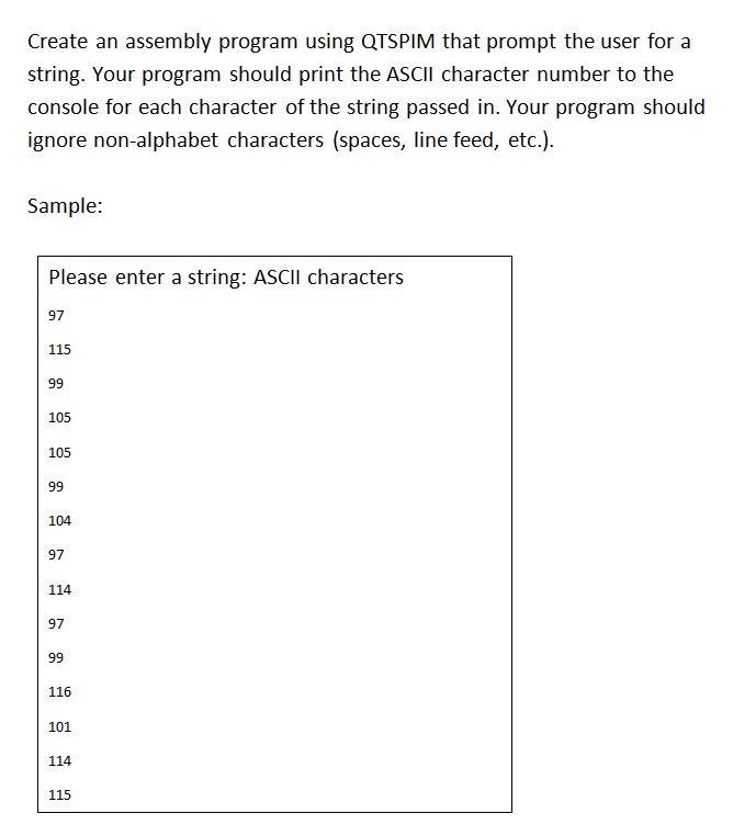 Solved Create an assembly program using QTSPIM that prompt | Chegg.com