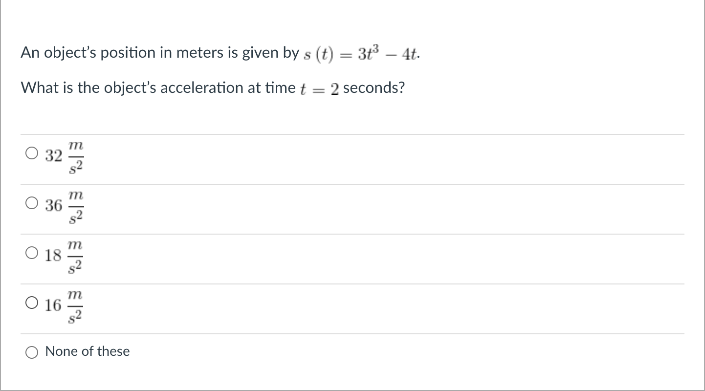 Solved An object's position in meters is given by s (t) = | Chegg.com