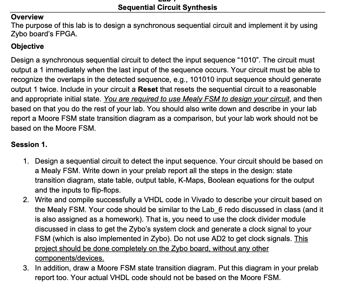 Sequential Circuit Synthesis Overview The purpose of | Chegg.com