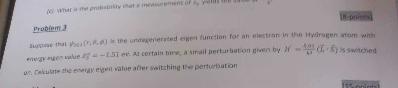 Solved (c) What is the probability that a measurement of sy | Chegg.com