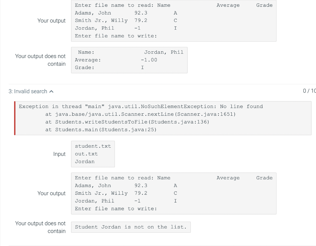 Solved Exception in thread "main" | Chegg.com