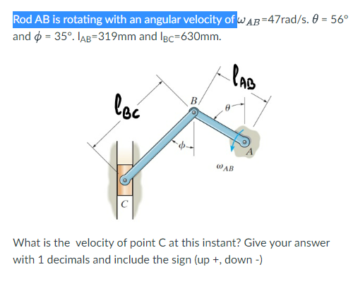 Solved Rod AB is rotating with an angular velocity of | Chegg.com